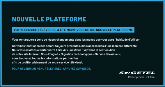 Mise à jour de votre service télévisuel - Sogetel